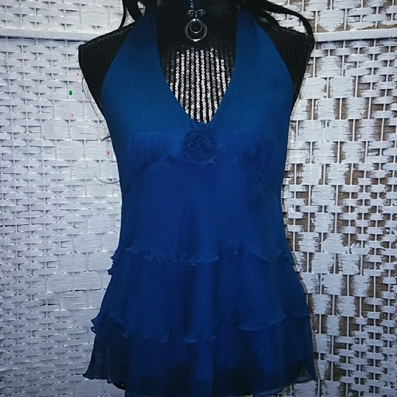 Spenser Jeremy | Tops | Spenser Jeremy Blue Silk Chiffon Tank | Poshmark
